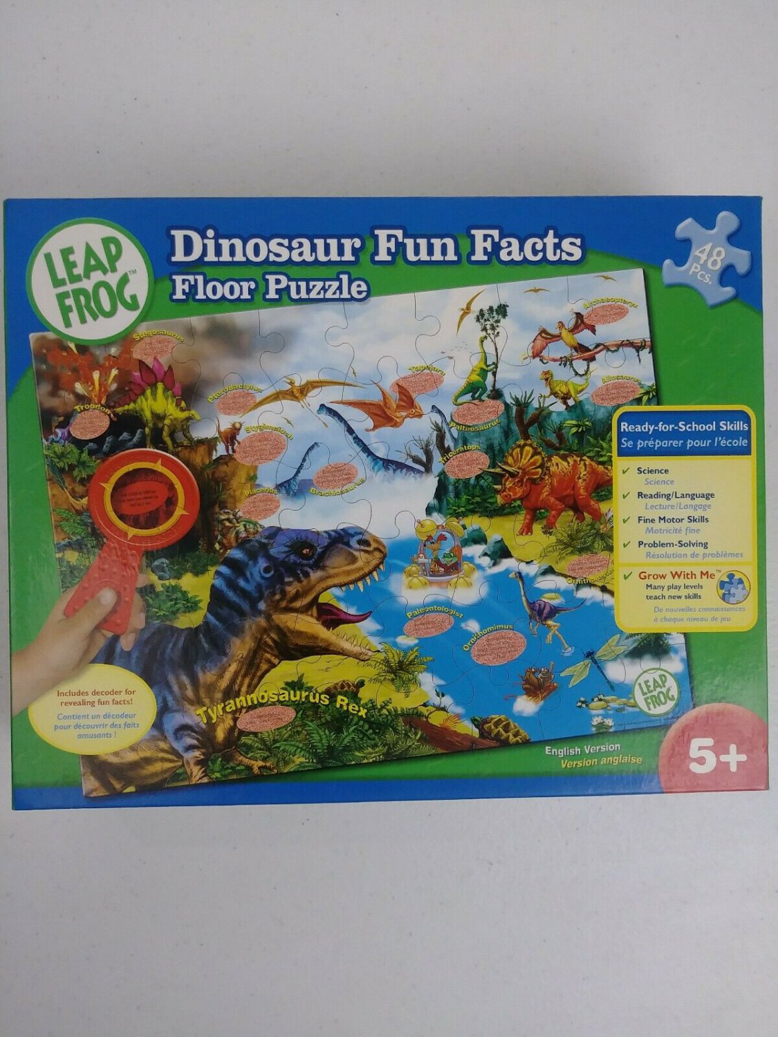 LeapFrog Dinosaur Fun Facts 48 Piece Floor Puzzle W/Decoder Summer Fun ...