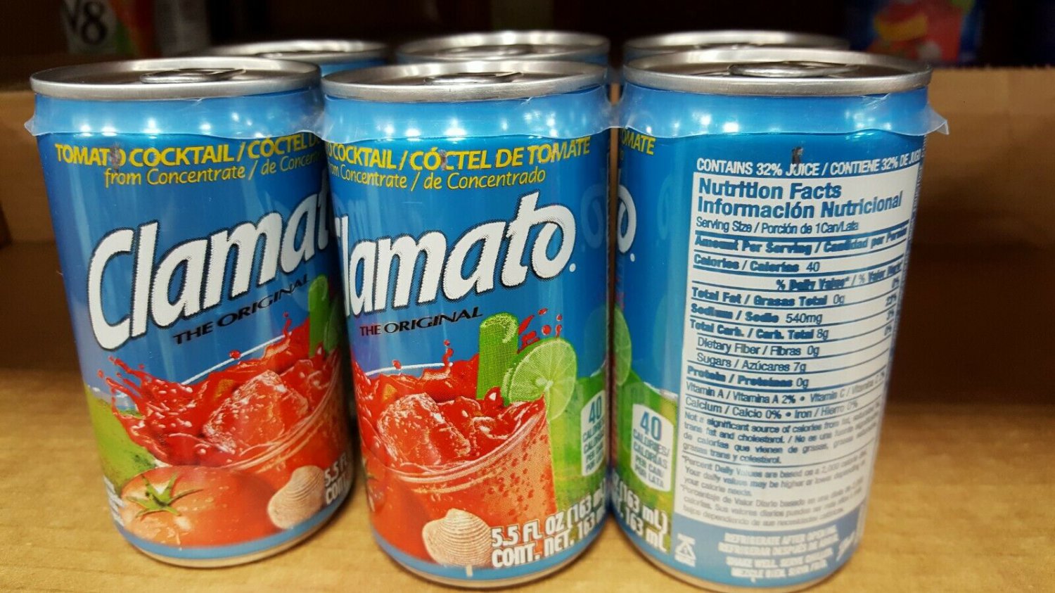 Clamato Original Tomato Cocktail - 5.5 fl oz cans (6 Can Pack) Cóctel ...