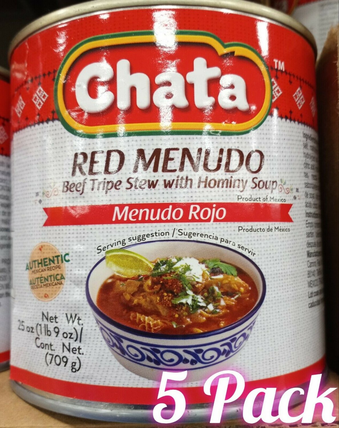 (5 Pack) Chata Red Menudo Beef Tripe Stew with Hominy Soup - 25 oz ...