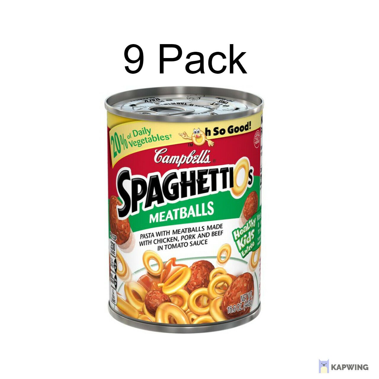 Campbell's SpaghettiOs with Meatballs Pasta Non BPA Lining (9-Pack)