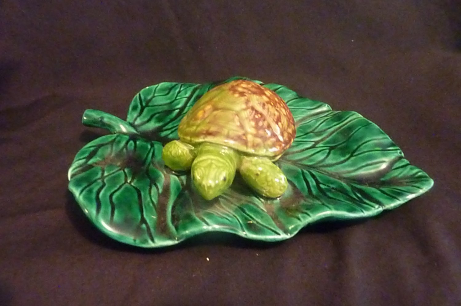 Hand Made for aquarium Ceramic Turtle on Lily Pad