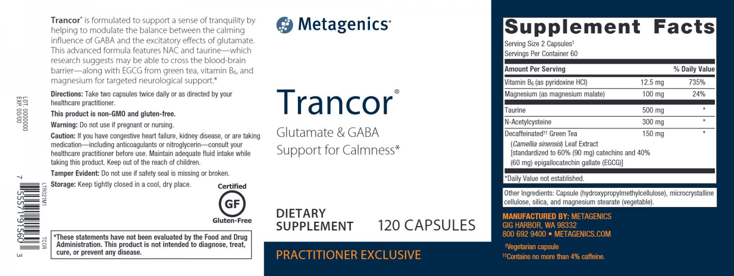 Metagenics Trancor 120 Capsules - 14 B Day Ship