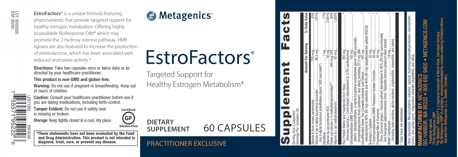 Metagenics EstroFactors 60 Capsules - 14 B Day Ship