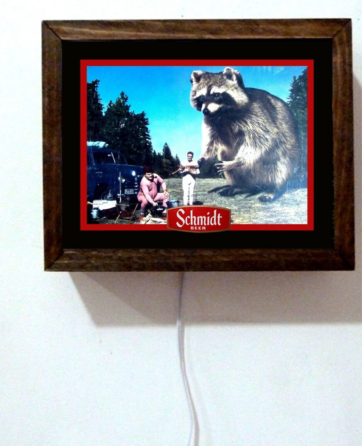 Schmidt Beer Camping Giant Raccoon Tavern Man Cave Garage Light Lighted ...