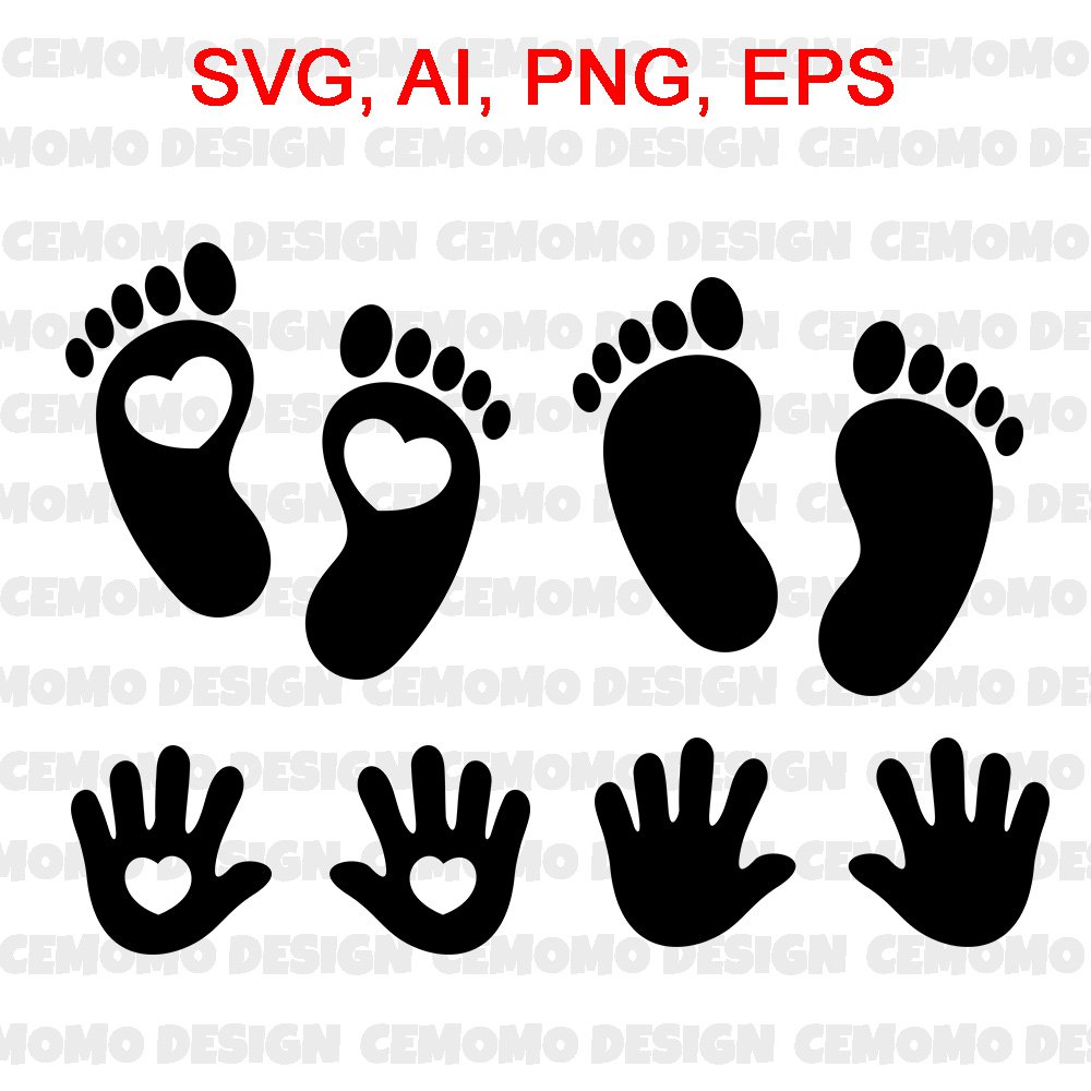 Baby Feet SVG Baby Hands SVG Baby Footprint SVG Baby Handprint SVG ...