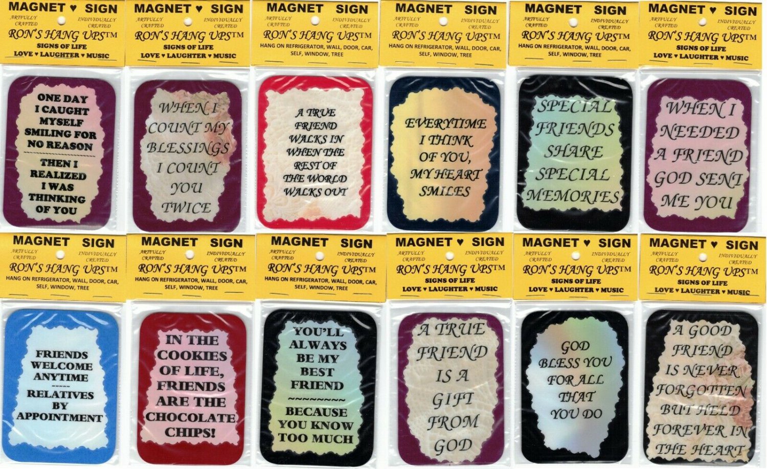 12 Friendship Refrigerator Magnets Signs Inspirational Comic Funny Love ...