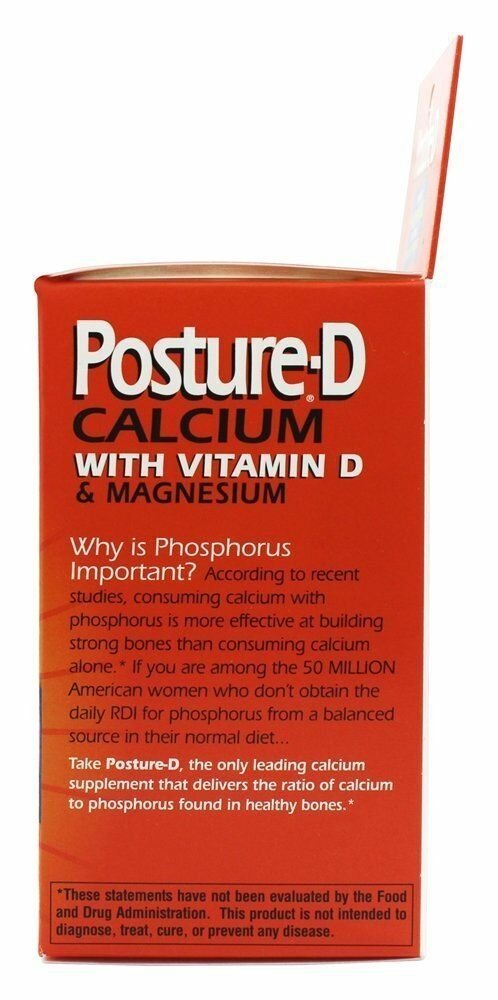 Posture-d Calcium Supplement With Vitamin D600mg-60ea, Bulk Pack of 6