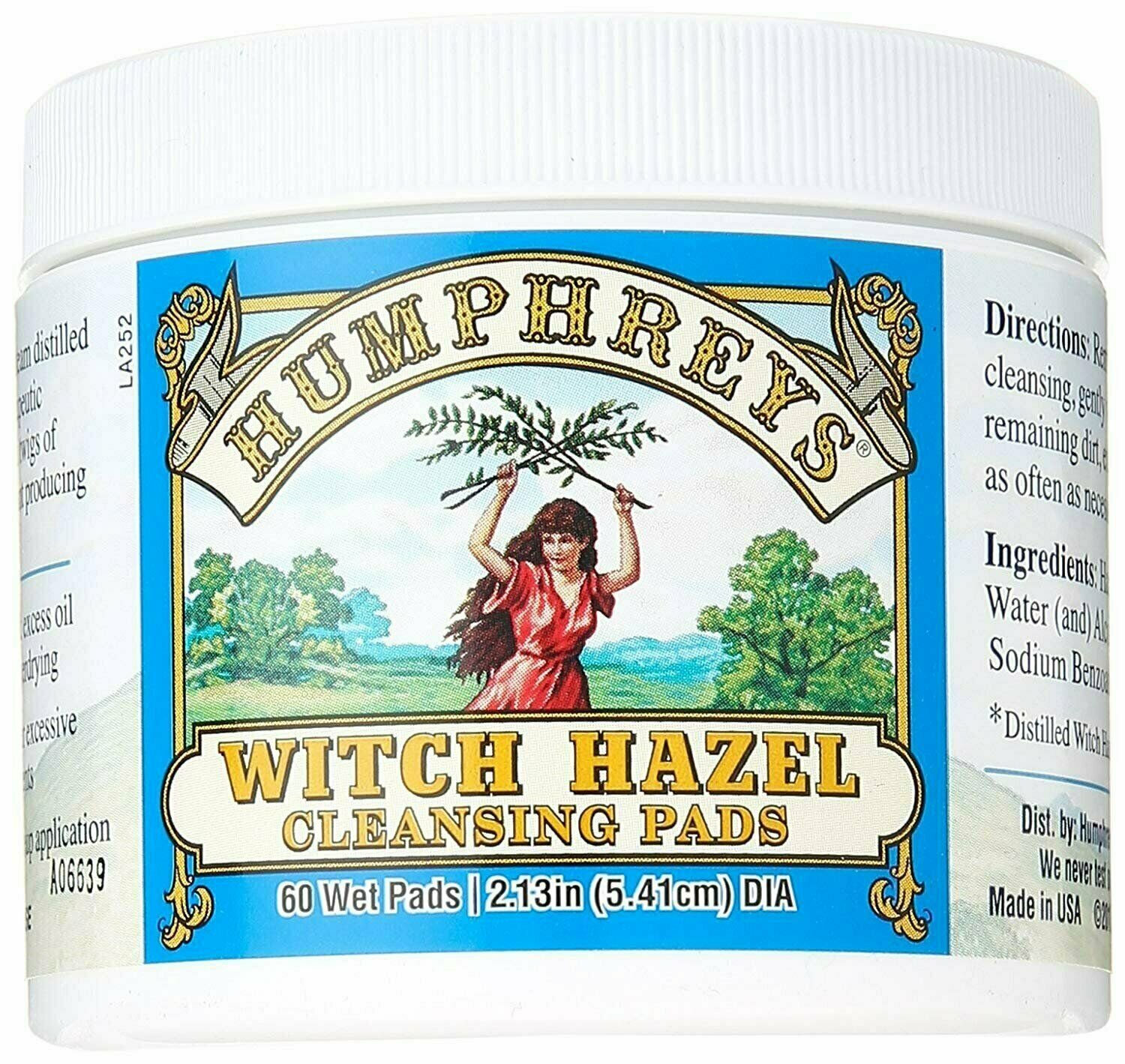 Humphreys Witch Hazel Cleansing Pads Soothes Irritation & Redness, 60ct ...