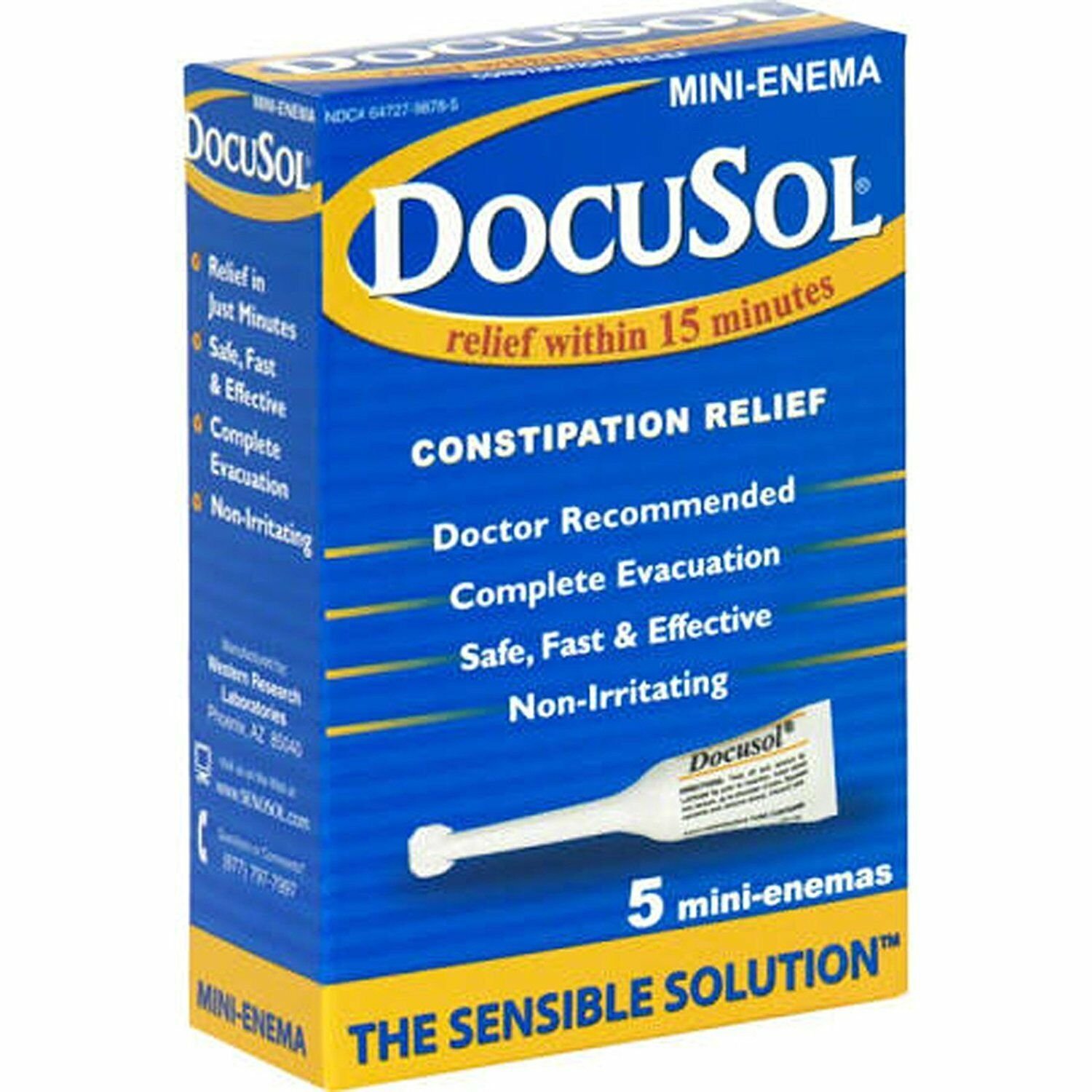 DocuSol Mini-Enema Constipation Relief Fast & Effective 5 Count (Bulk ...