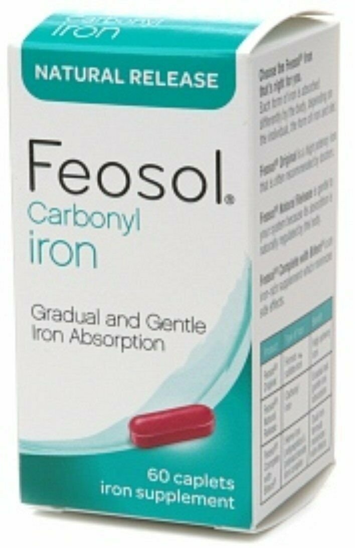 Feosol Carbonyl Iron Supplement Caplets Natural Release 60 Caplets