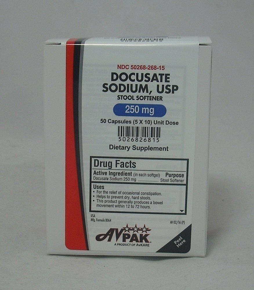 Docusate Sodium, USP Stool Softener, 50 Count (4 Pack) Bulk