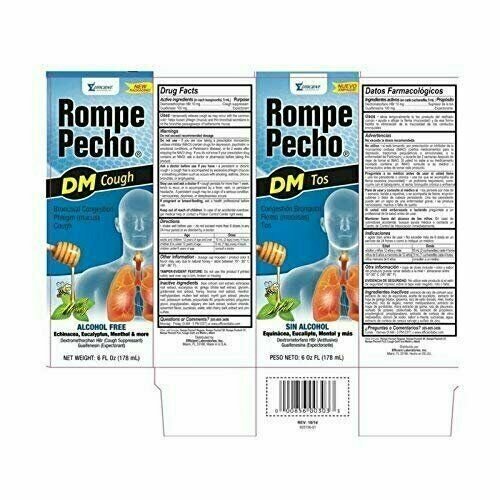 Rompe Pecho DM Cough Syrup Suppressant/Expectorant With Honey 6 oz ...