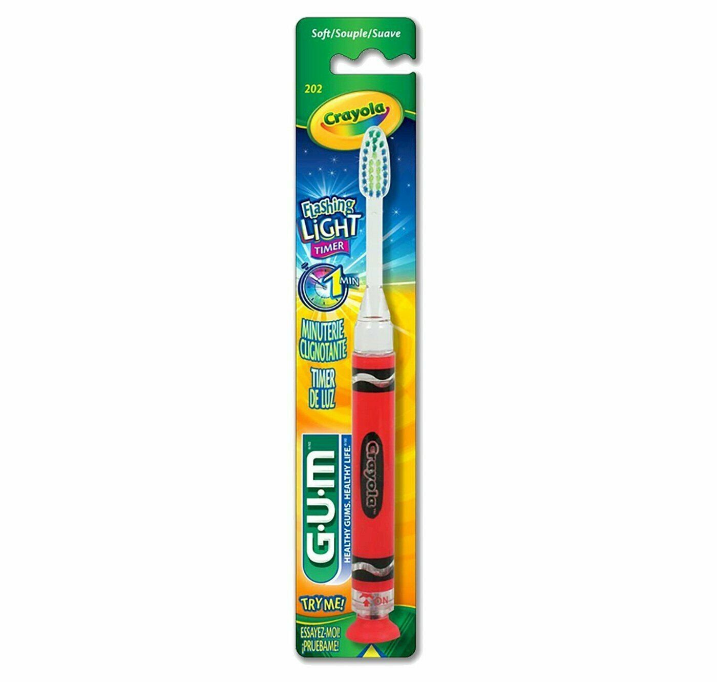 Gum Crayola Flashing Light Soft Toothbrush w/1 Minute Timer 1 Ea (Bulk ...