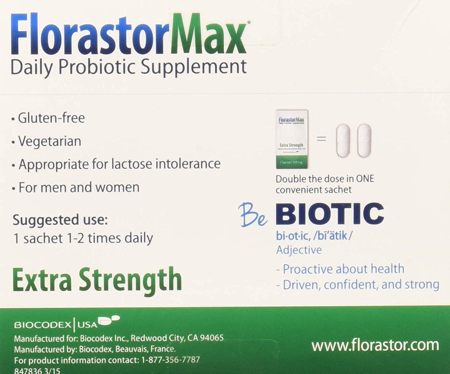 Florastor Max Daily Probiotic Supplement Packets For Adults, 30 Count ...