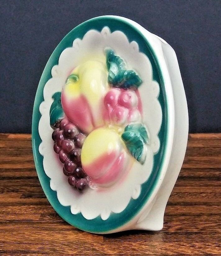 Vintage Royal Copley Pottery Fruit Wall Pocket Vase Planter Spaulding China