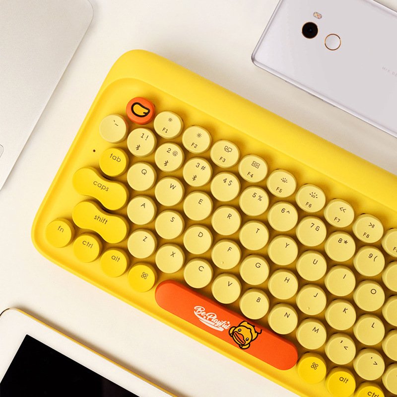 B.Duck Cartoon Theme Bluetooth Mechanical Keyboards with White LED ...
