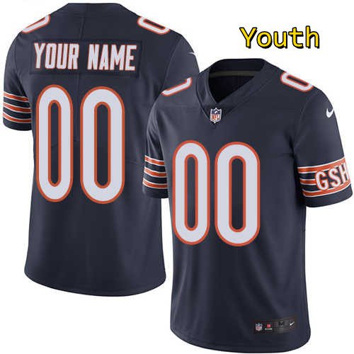 Youth,kids Chicago Bears #00 Custom Name Number Jersey Player Game Navy ...