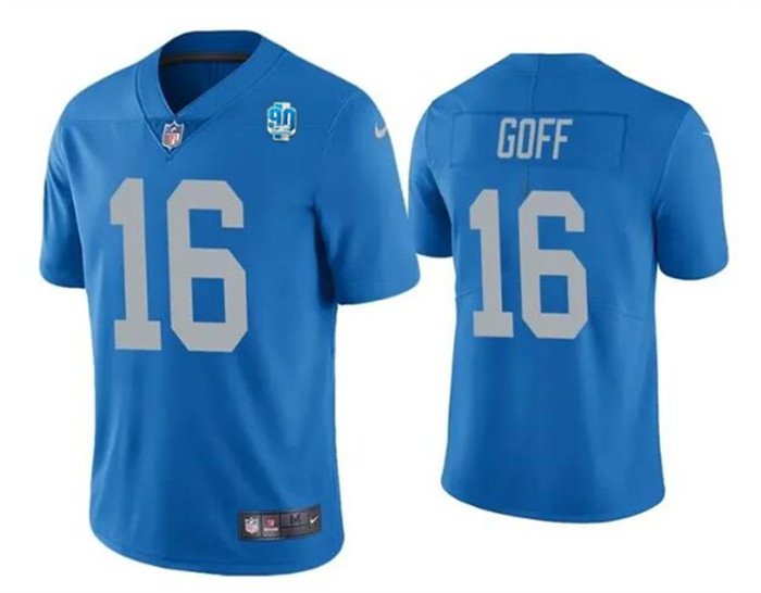 men's & youth Football Lions Uniform #16 Jared Goff Jerseys 90th ...