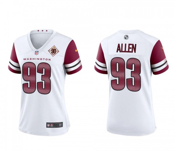 Women's Football Commanders Uniform #93 Jonathan Allen Jerseys White ...