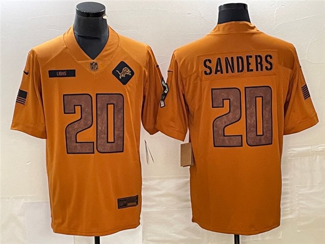 men's Football Activewear Lions Uniform #20 Barry Sanders Jerseys 2023 ...