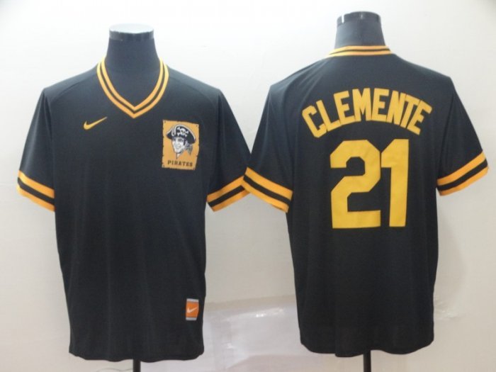 men's & youth Baseball Team Uniform 21 Roberto Clemente Jerseys Black ...