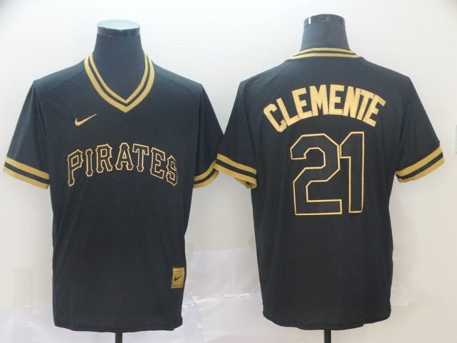 men's & youth Baseball Team Uniform 21 Roberto Clemente Jerseys Black ...