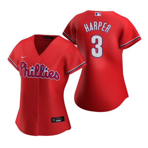 women's Baseball Team Uniform 3 Bryce Harper Jerseys Red Alternate ...