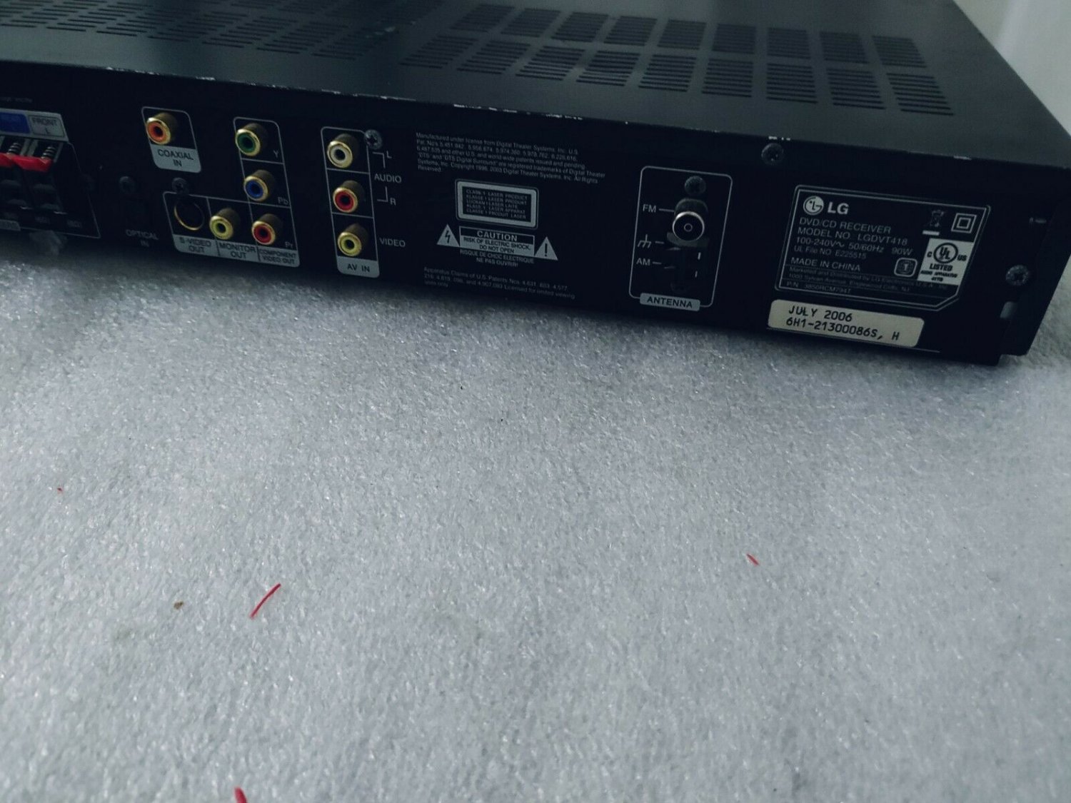 ⭐LG DVD/CD 5.1Ch AM/FM DPS DPL Home Theater Surround Receiver Amp LGDVT418⭐