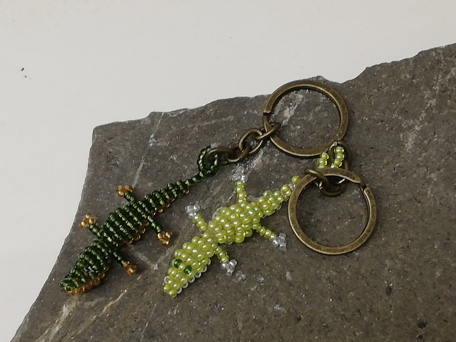 Crocodile keychain made with beads