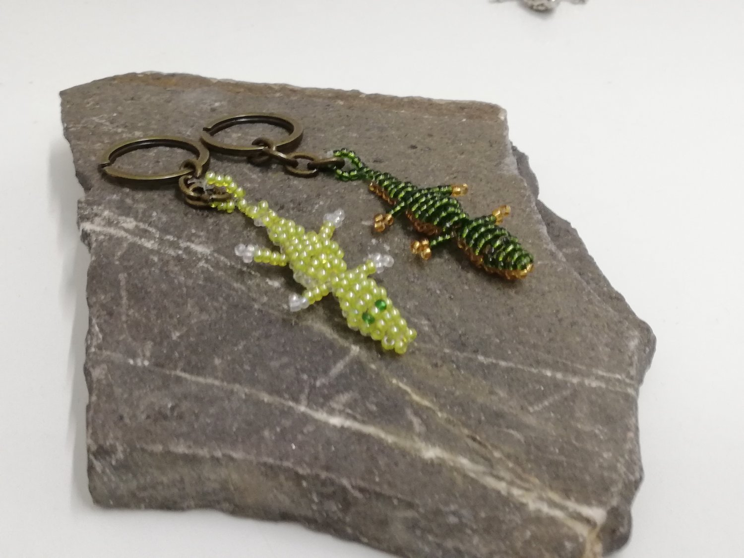 Crocodile keychain made with beads