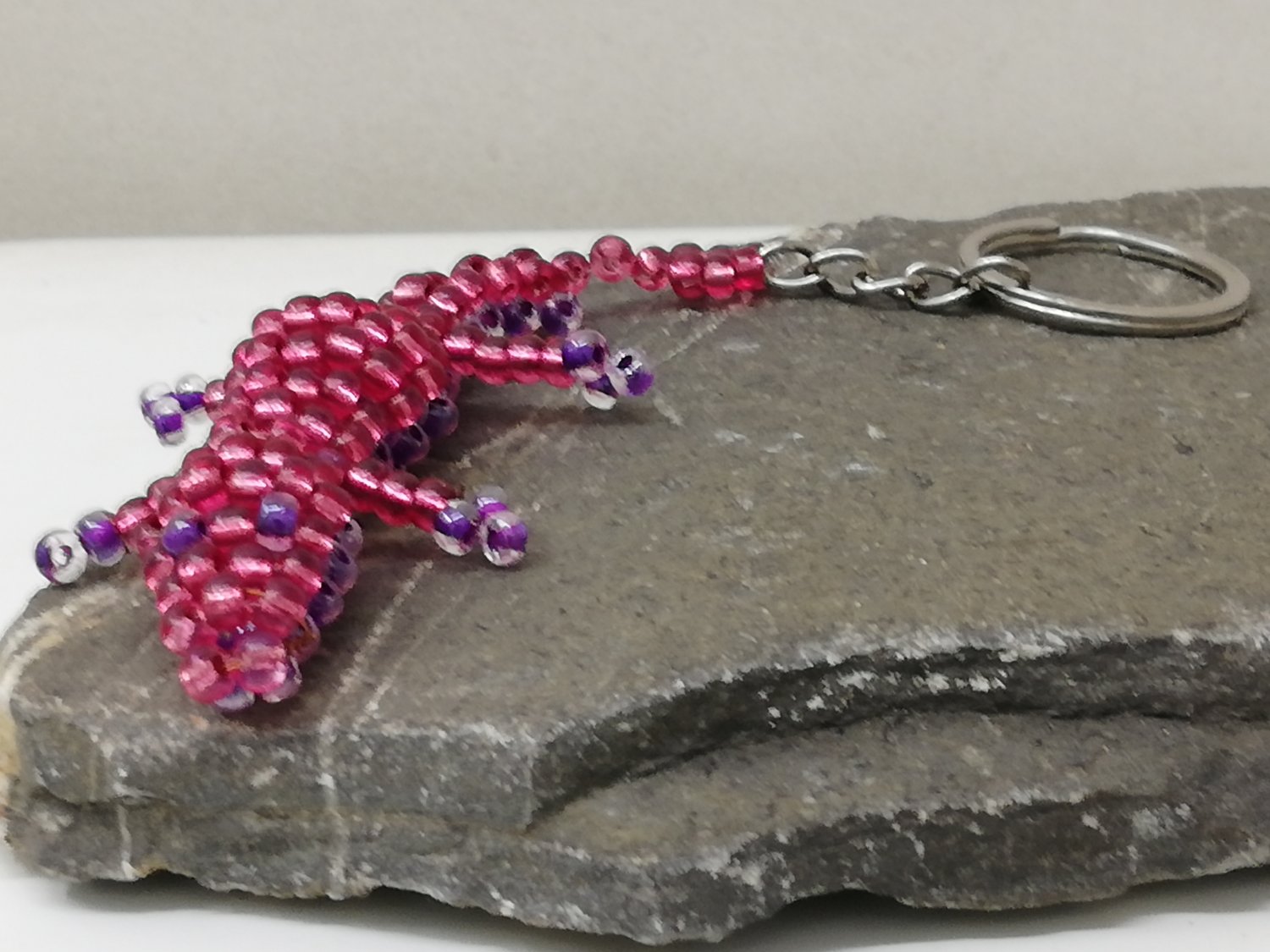 Big Crocodile keychain made with beads.
