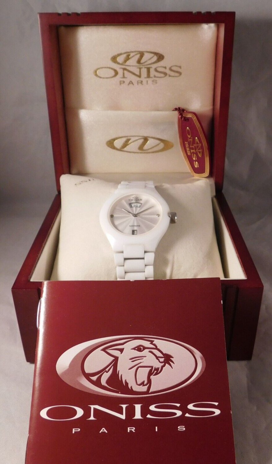 Oniss Paris Elegant Slim White Ceramic Watch With Box, Tag, and Manual ...