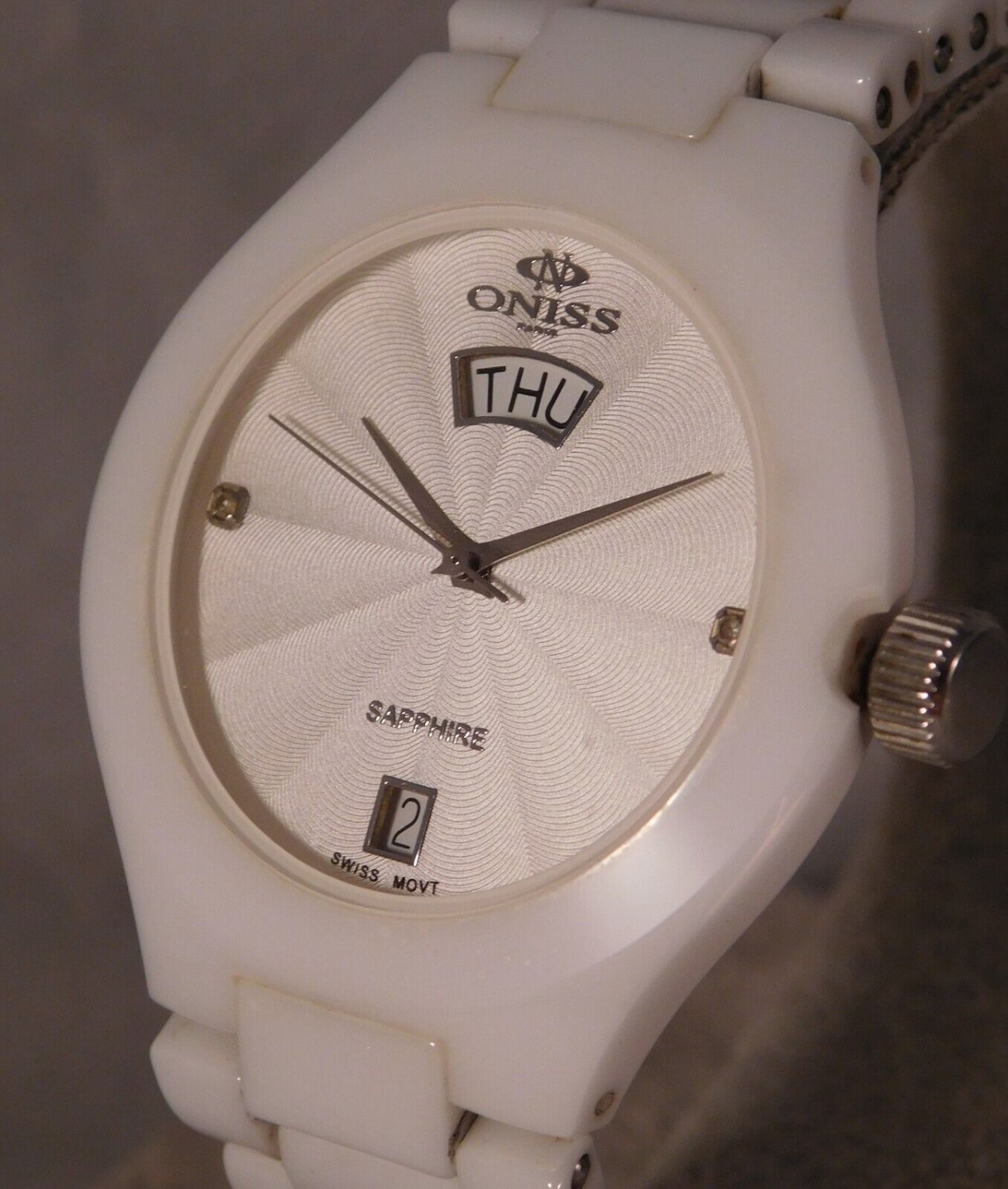 Oniss Paris Elegant Slim White Ceramic Watch With Box, Tag, and Manual ...