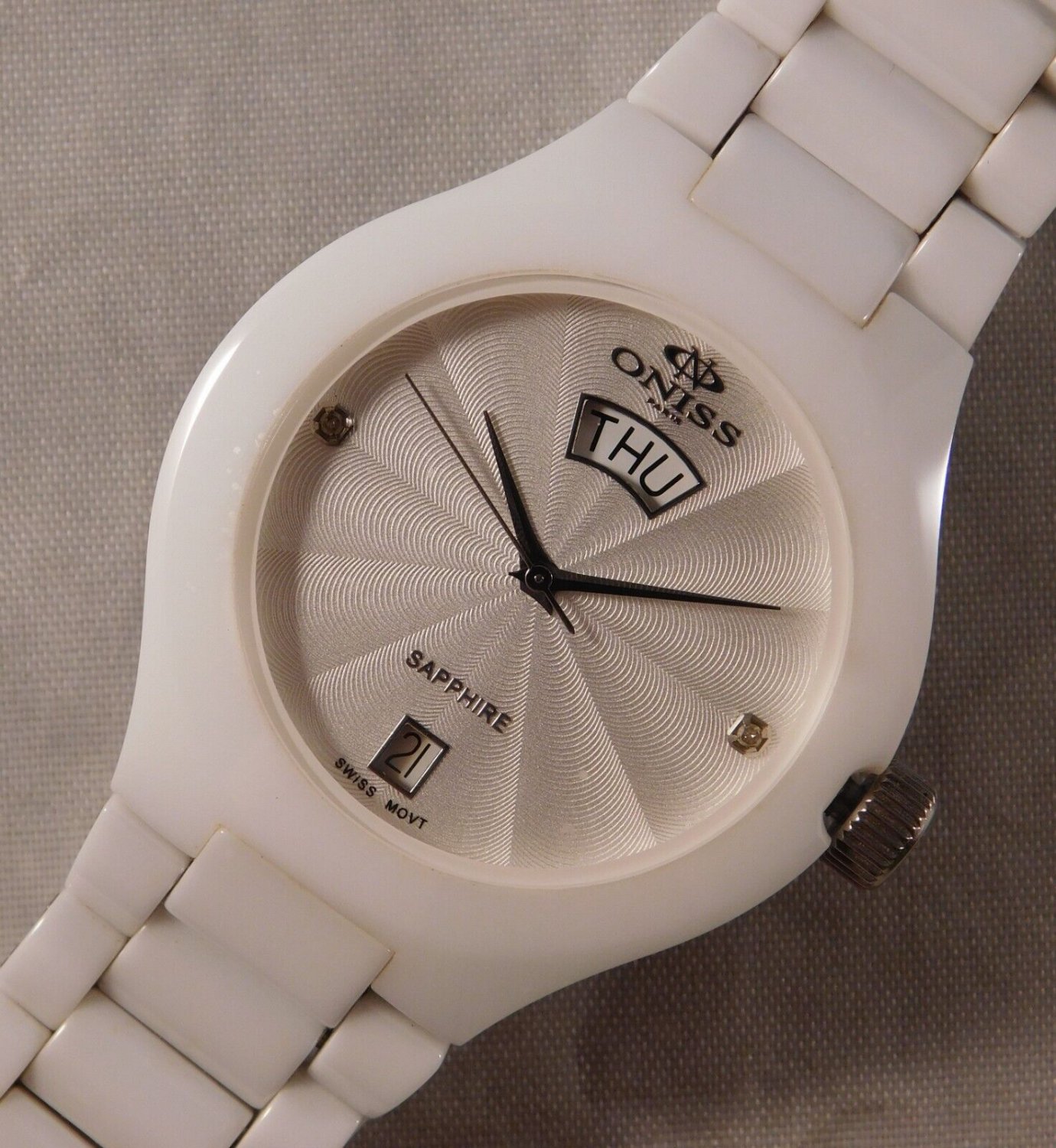 Oniss Paris Elegant Slim White Ceramic Watch With Box, Tag, and Manual ...