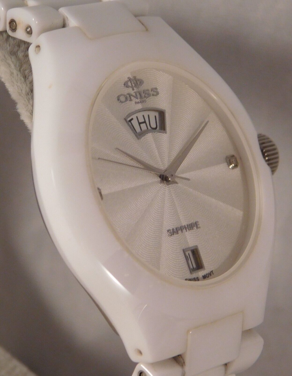 Oniss Paris Elegant Slim White Ceramic Watch With Box, Tag, and Manual ...