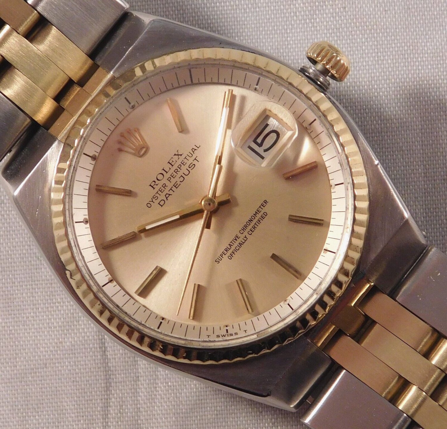 Rolex Datejust Ref. 1630 "Rare Bird" 14k Solid Gold/SS 1978 Mens Watch ...