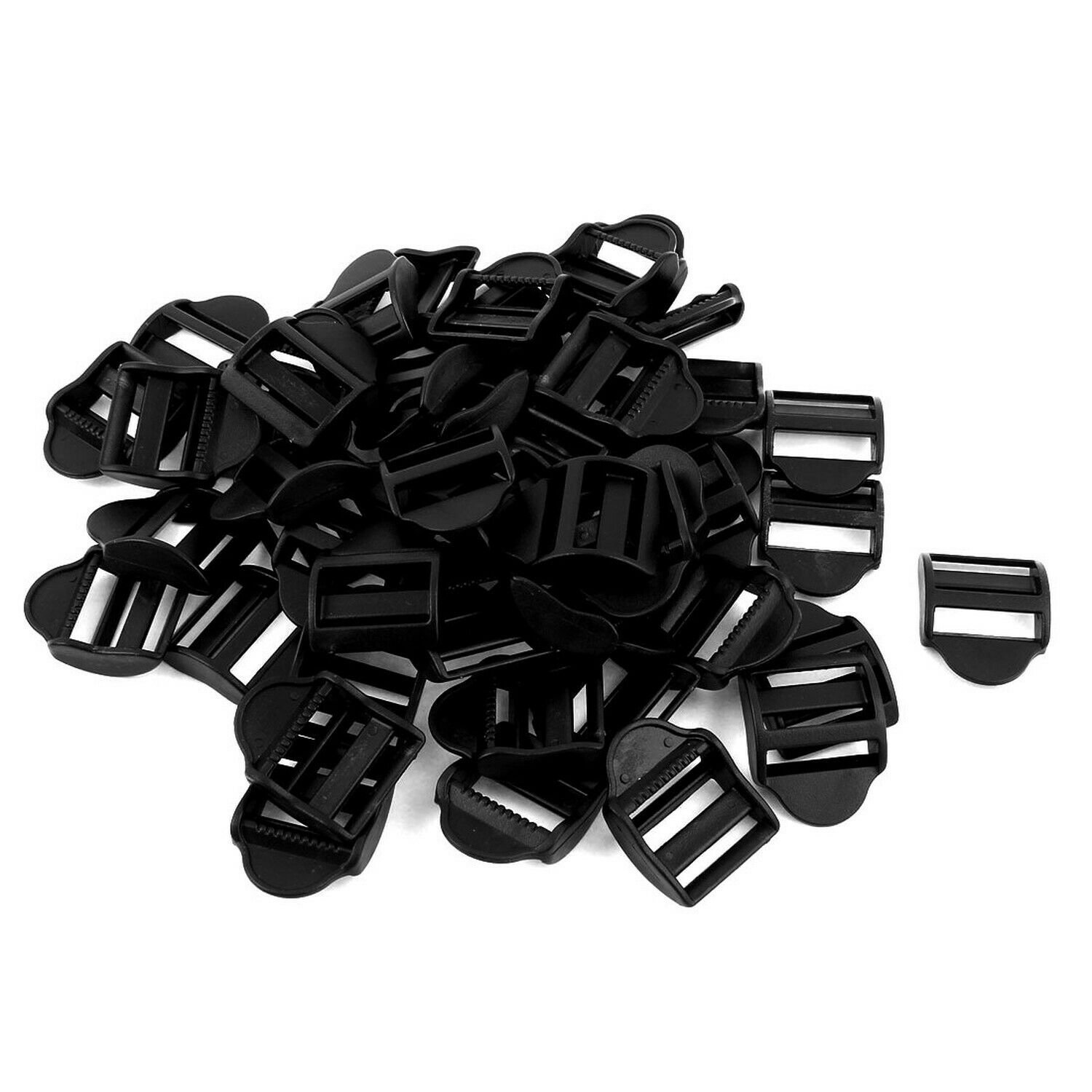 Plastic Webbing Strap Ladder Slider Buckles Lock 25mm 50 Pcs Black