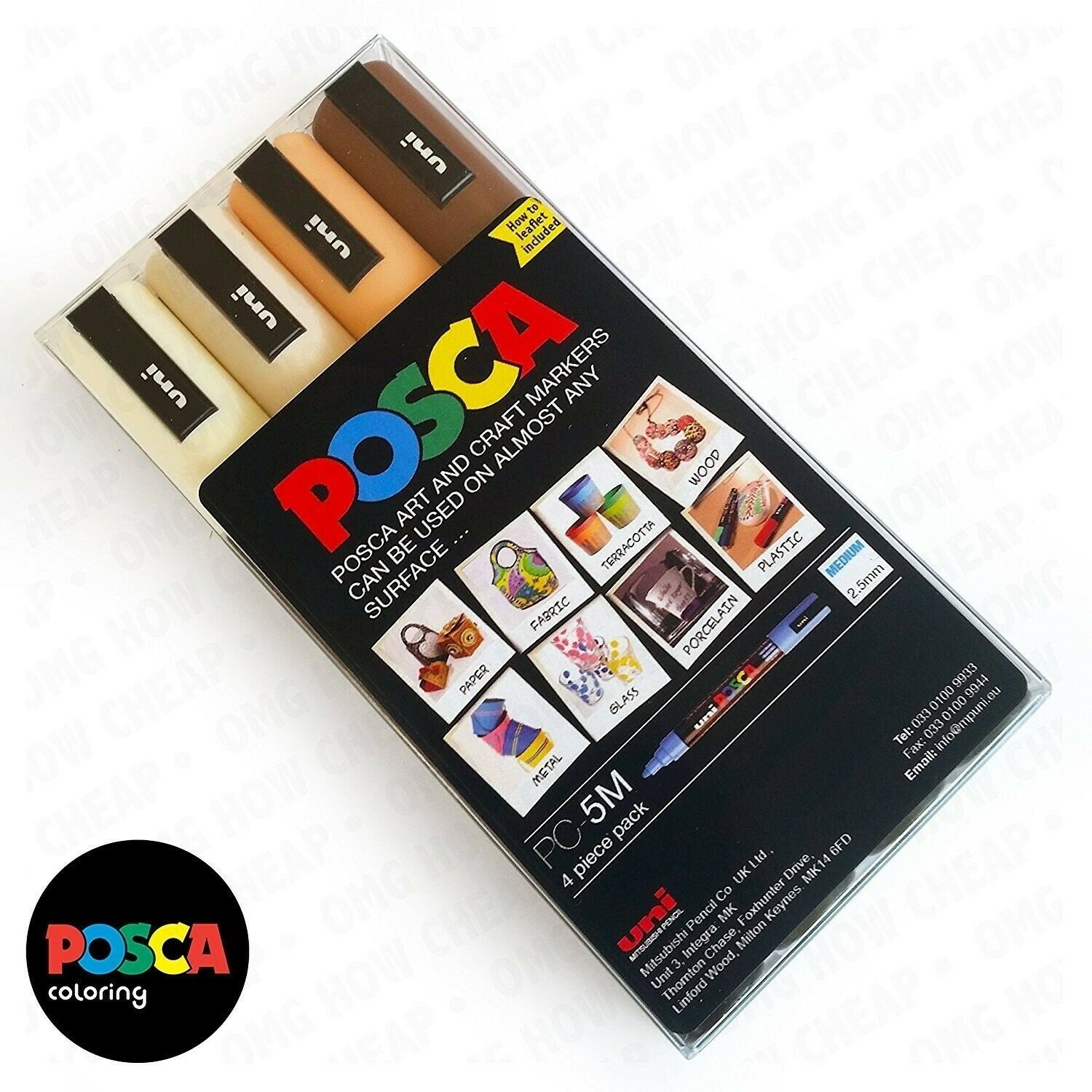 POSCA Colouring - PC-5M Skin Tone Set of 4 - In Wallet