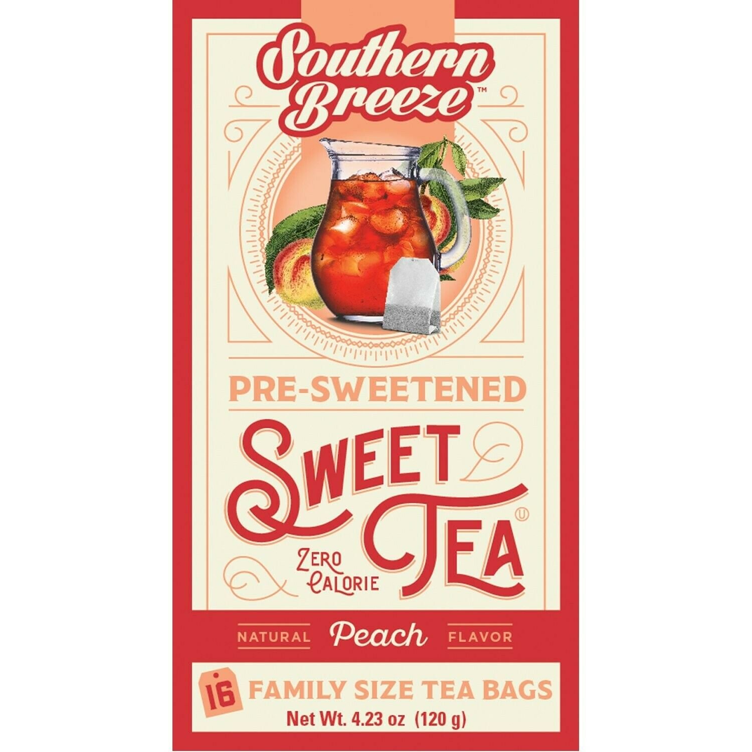 Southern Breeze Family Size Sweet Tea Bags, Peach, Zero Calories 16 ...