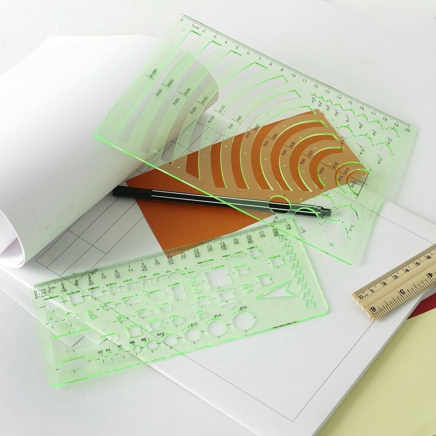11 Pack Drawings Templates Technical Stencils Measuring Template ...