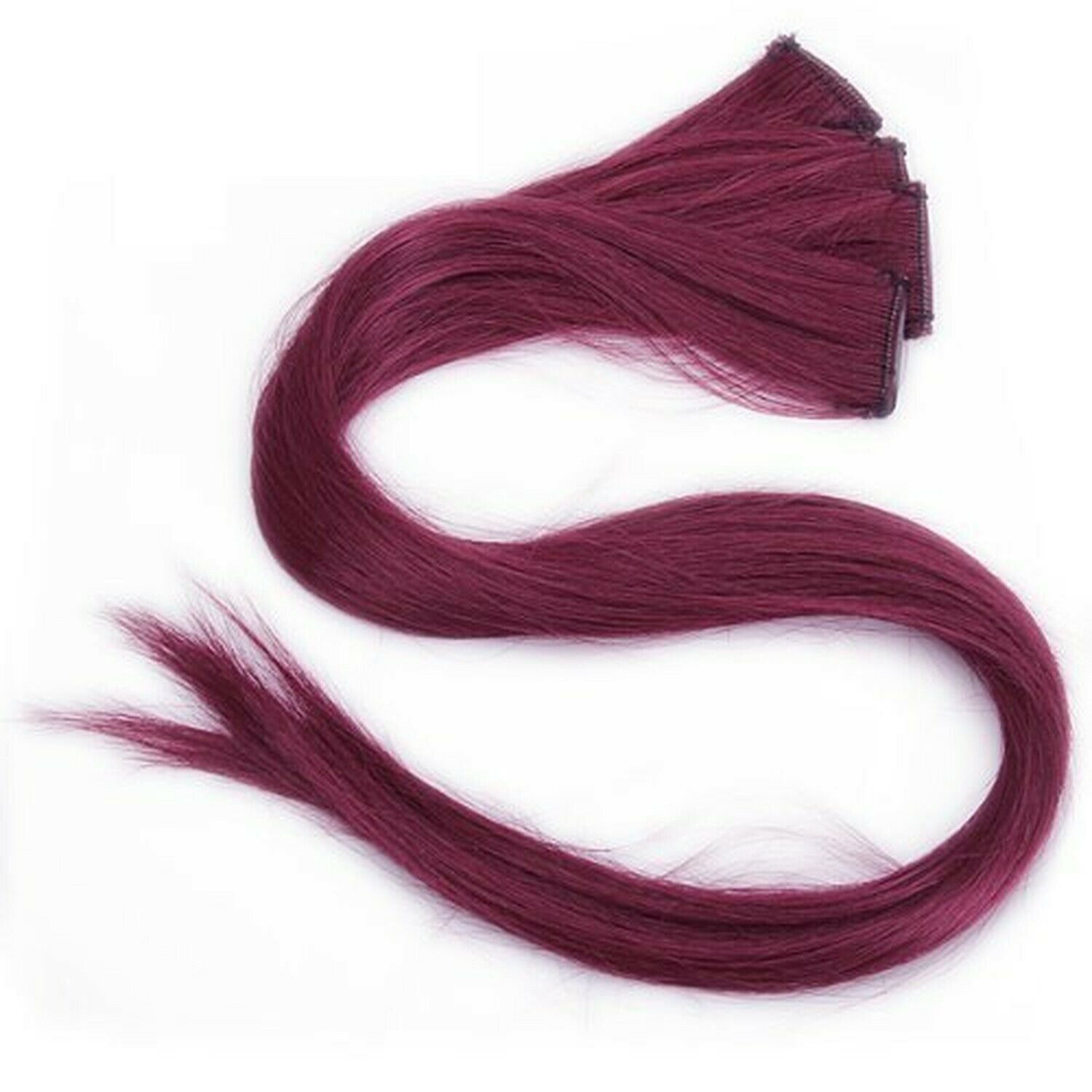 Burgundy Clip in Human Hair Extensions Straight Burgundy Clip on ...