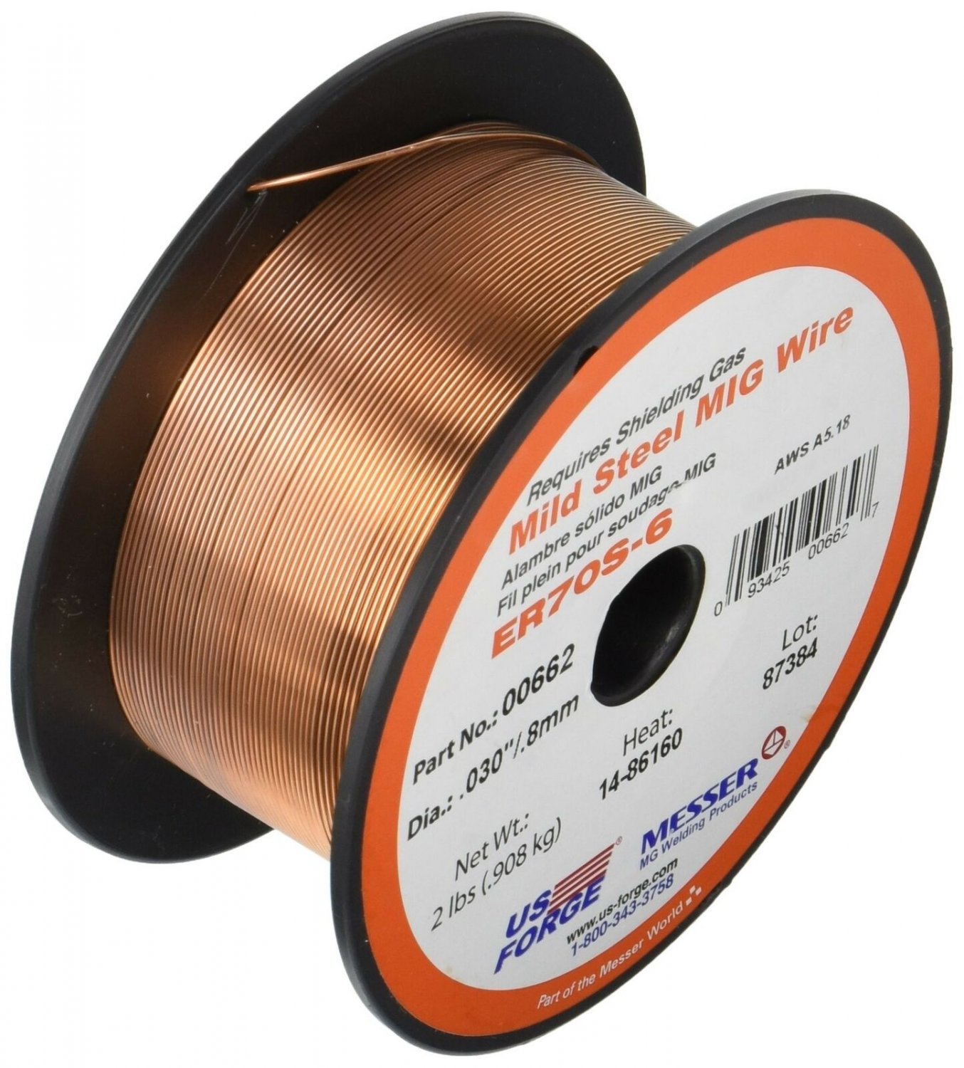 US Forge Welding Solid Mild Steel MIG Wire .030 2-Pound Spool #00662