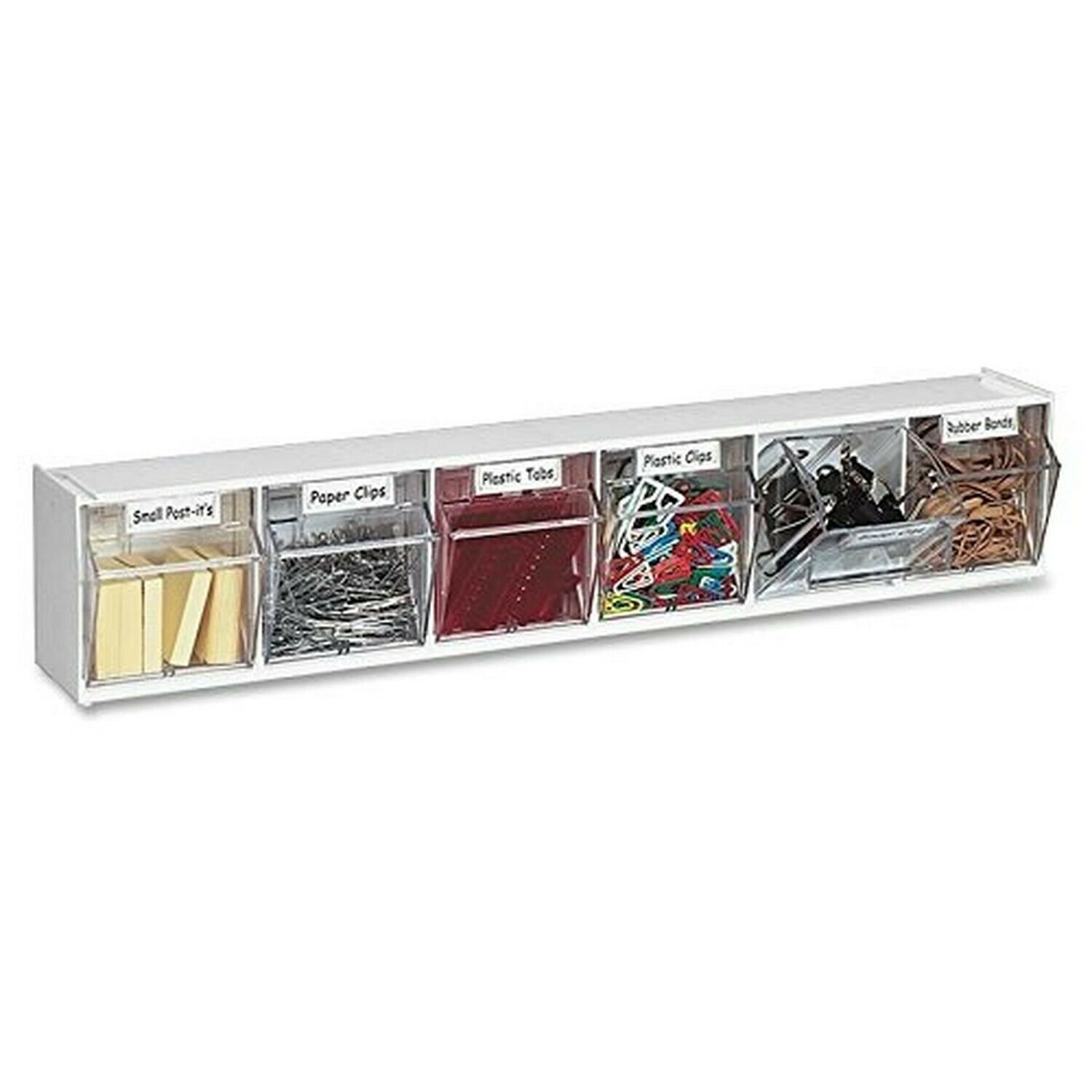 Deflecto Tilt Bins, Interlocking 6-Bins, 23" x 3" x 4", White (20603OP ...