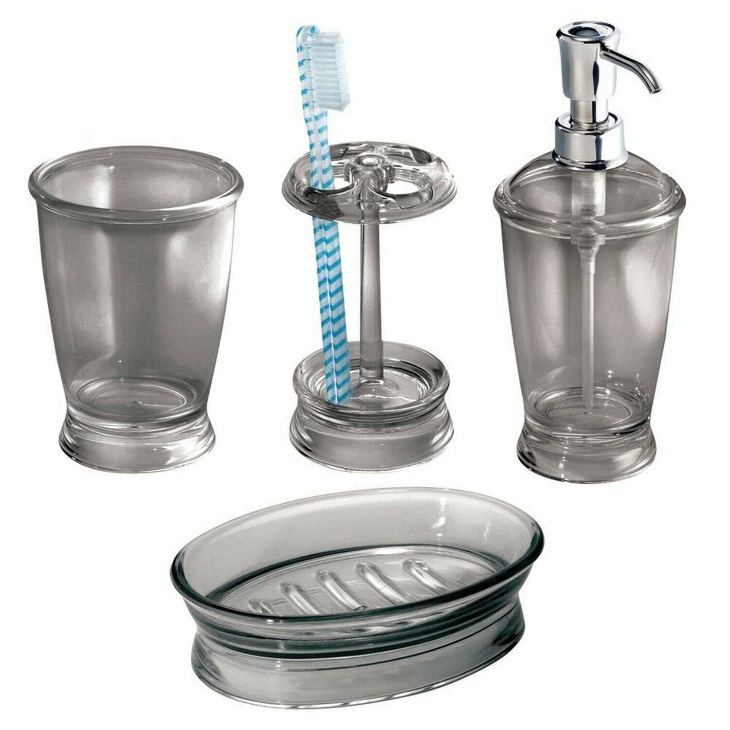 mDesign Plastic Bathroom Vanity Countertop Accessory Set - Includes ...
