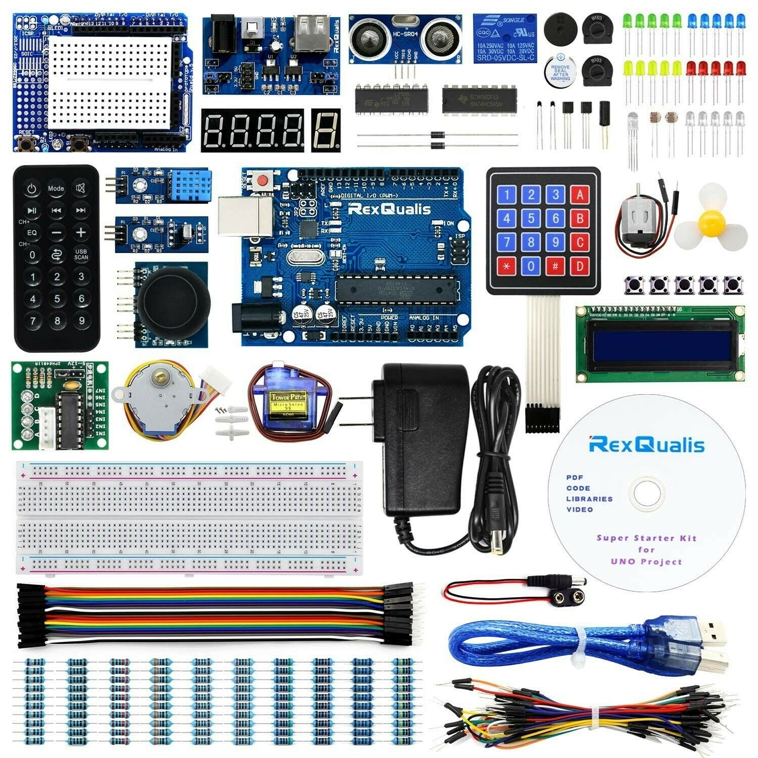 REXQualis Arduino UNO R3 Starter Kit with Detailed Tutorial for Arduino