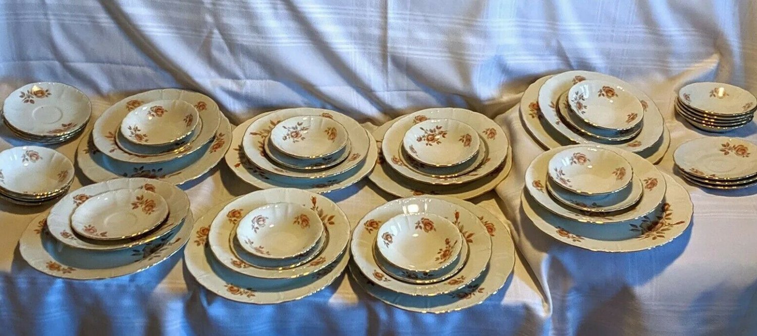 47 Piece Bohemian China Made in Czechoslovakia alpin Rose