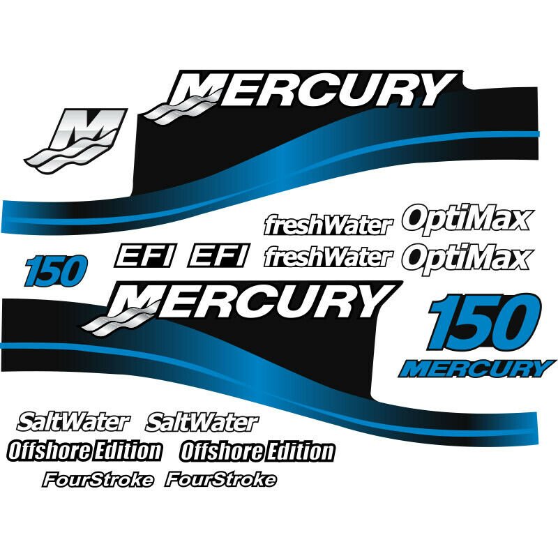 Mercury Outboard Decal Sticker Kit 150 HP Blue or Red Available