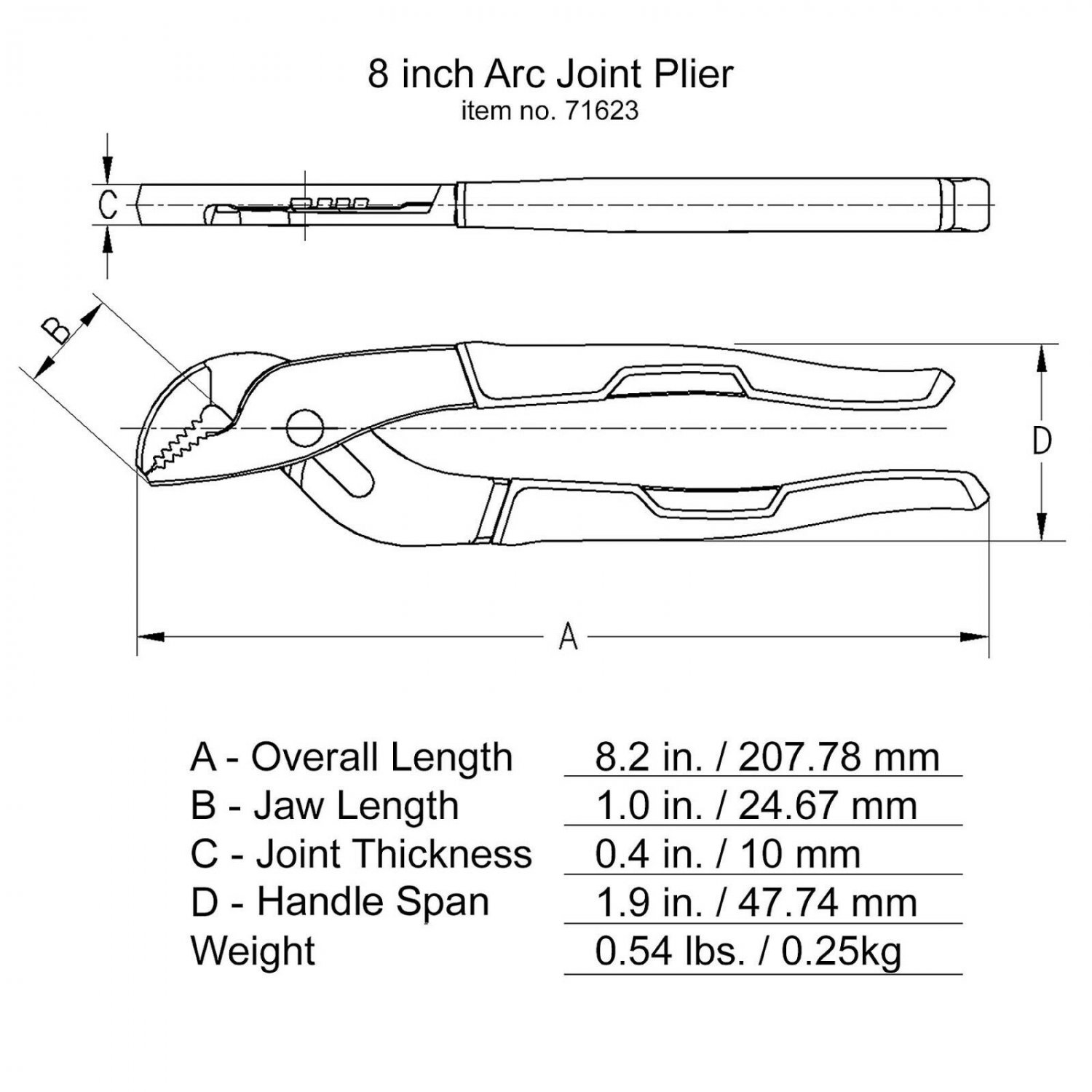 Craftsman 8 Inch Arc Joint Adjustable Pliers