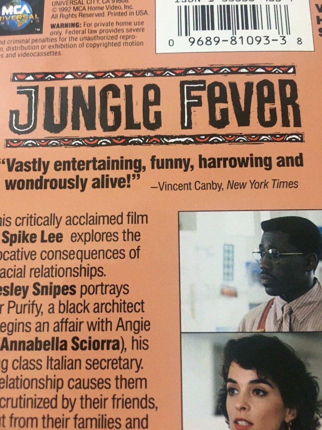Jungle Fever (VHS) Spike Lee Joint, Wesley Snipes, Samuel L Jackson