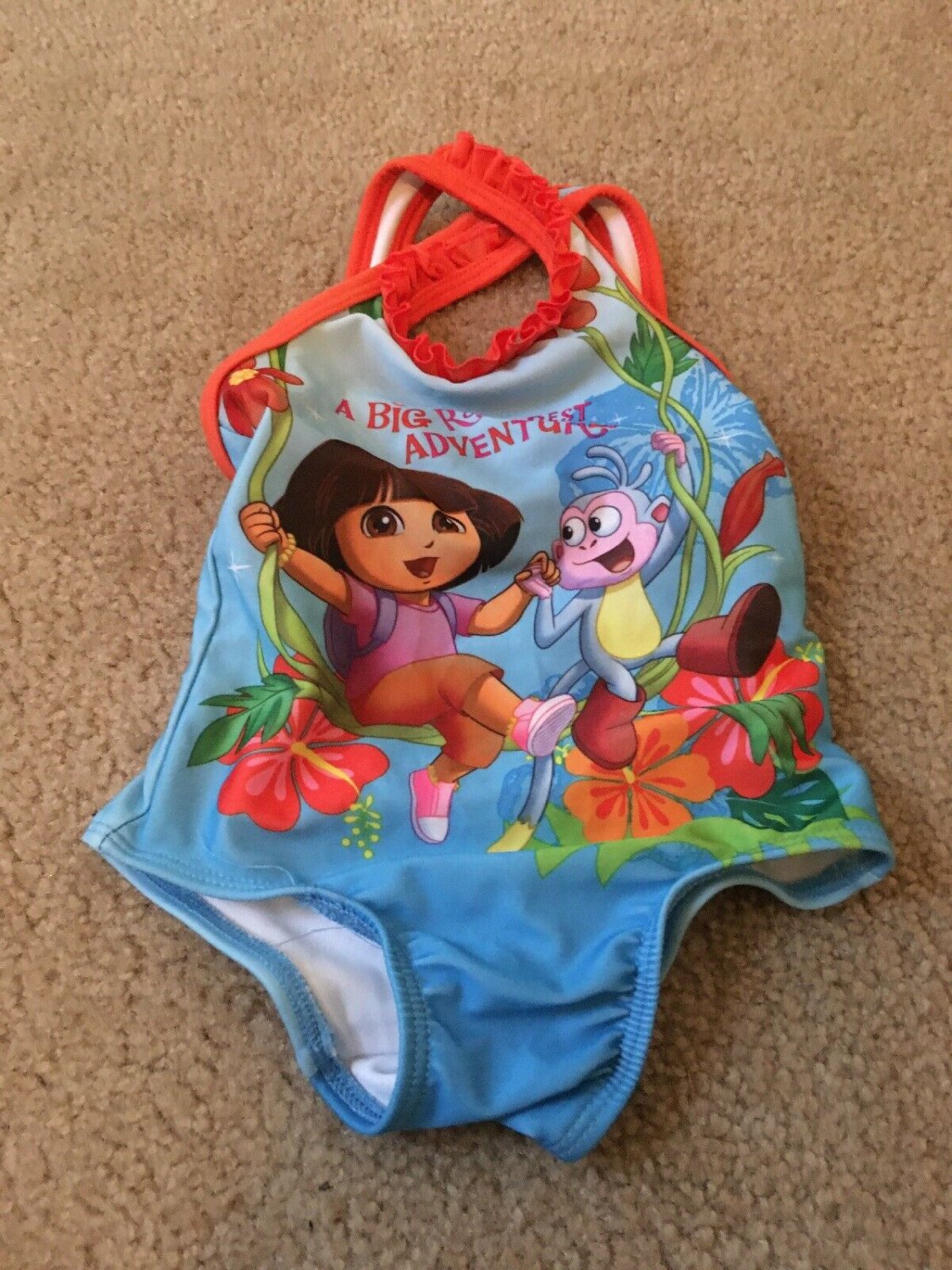 Girls Nickelodeon "A Big Rainforest Adventure" Dora Bathing Suit Sz 12M
